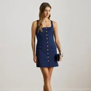 Ralph Lauren Button-trim Faille Cocktail Dress