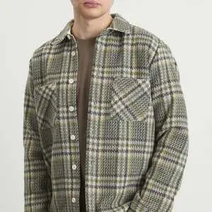 WAX LONDON Whiting Check Wool Blend Overshirt