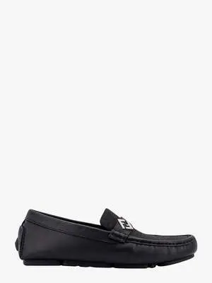 Fendi Leather And Canvas Loafers