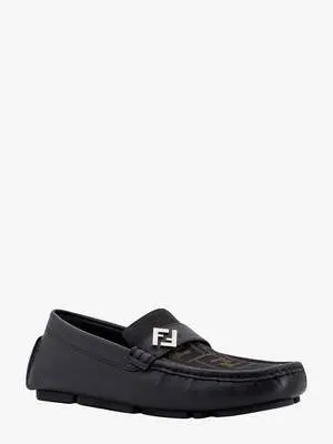 Fendi Leather And Canvas Loafers