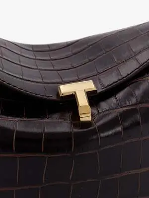 TOTEME T-lock Leather Bag With Croc Effect