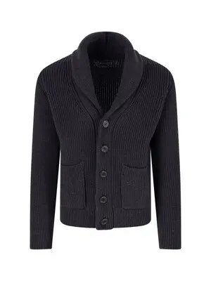 DRUMOHR Merino Wool Cardigan With Shawl Collar - Gray