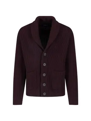 DRUMOHR Merino Wool Cardigan With Shawl Collar - Red