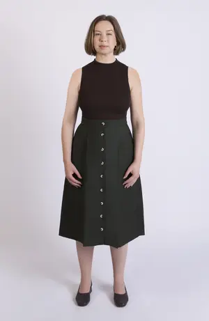 AAM THE LABEL Wool A-line Midi Skirt - Green