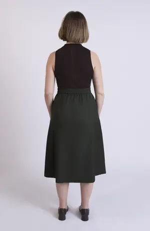 AAM THE LABEL Wool A-line Midi Skirt - Green