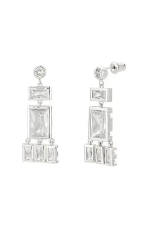UNTAMED PETALS Gatsby Crystal Drop Earrings - Silver