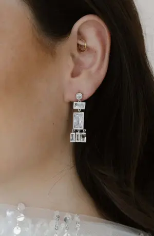 UNTAMED PETALS Gatsby Crystal Drop Earrings - Silver