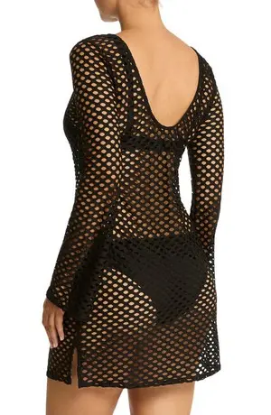 SEA LEVEL Castaway Reversible Mesh Cover-up Dress - Black