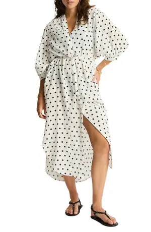 SEA LEVEL Dottie Long Sleeve Cover-up Dress - Coconut