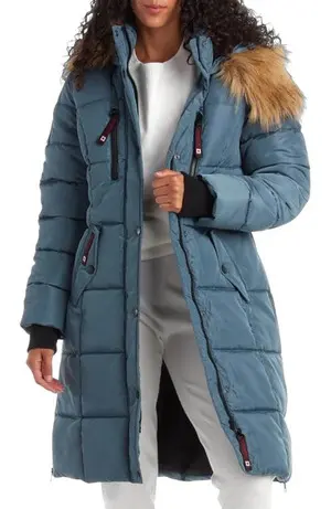 CANADA WEATHER GEAR Heavyweight Long Parka Jacket Teal Ocean