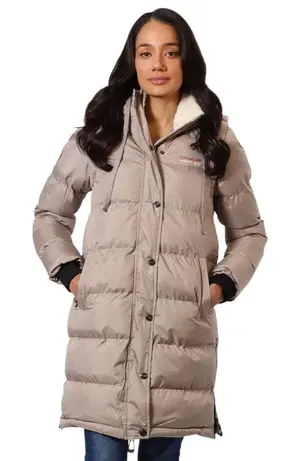 CANADA WEATHER GEAR Long Heavyweight 2 In 1 Puffer Jacket And Vest - Blush