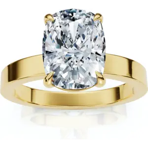 BLISS DIAMOND 2ct Cushion Lab Grown Diamond Solitaire Ring - 14k Yellow Gold
