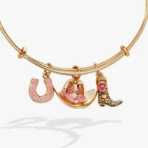 ALEX AND ANI Barbie Western Trio Charm Bangle Bracelet - Gold