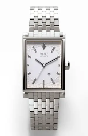 VIEREN Diamond Swiss Automatic Watch - White