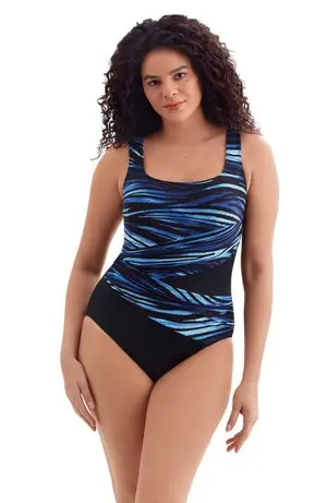 LONGITUDE Wrap Sash Tank Long Torso One-piece Swimsuit - Second Wave