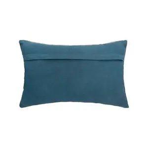 Carol & Frank Rory Blue Sand & Gold Cotton Blend Accent Pillow 14" X 22