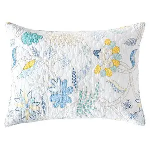 CAROL & FRANK 20" X 26" Colonial Williamsburg Brie Lagoon Cotton Shammachine Washable - Blue