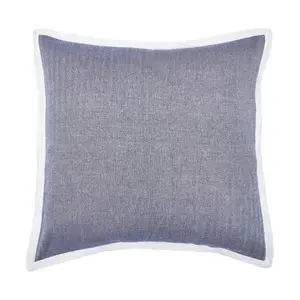 CAROL & FRANK Roscoe Indigo Mini Herringbone Pattern 100% Cotton Sham W/ Flange 26" X 26 - Blue
