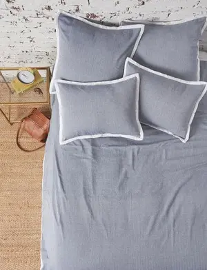 Carol & Frank Roscoe Indigo Mini Herringbone Pattern 100% Cotton Sham W/ Flange 26" X 26