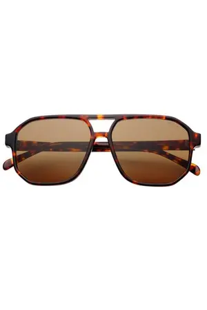 FREYRS EYEWEAR Billie Aviator Sunglasses Dark Tortoise/solid Brown