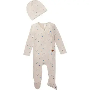 MINIMOI Star-pattern Footie And Beanie Set - Blue Bell