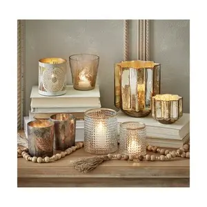 TAG Ombre Handcut Leaf Blown Glass Tealight Candle Holder