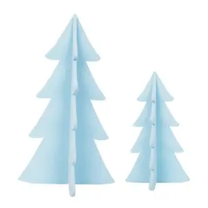 CAROL & FRANK Flocked Sky Tree Figurine Set Of 2 - Blue