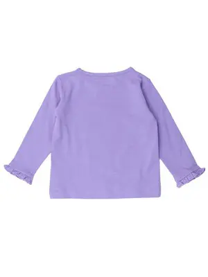RUFFLEBUTTS Knit Long Sleeve Ruffle Tee - Wisteria Purple