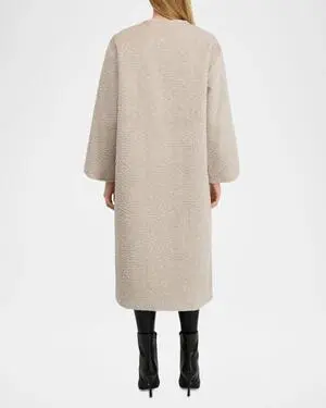 LYLA GRANT Textured Faux Shearling Coat - Light Gray