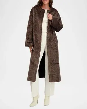 LYLA GRANT Textured Faux Shearling Coat - Mocha