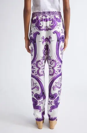 Dolce & Gabbana Majolica Print Silk Pants