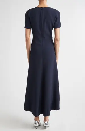Victoria Beckham Gathered Detail Jersey Midi Dress