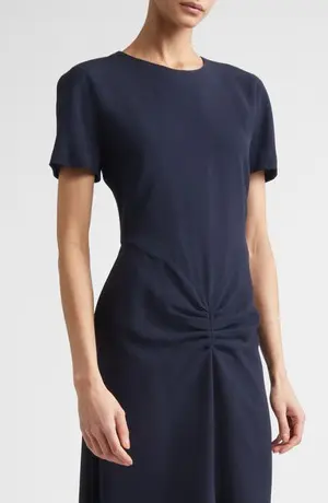 Victoria Beckham Gathered Detail Jersey Midi Dress