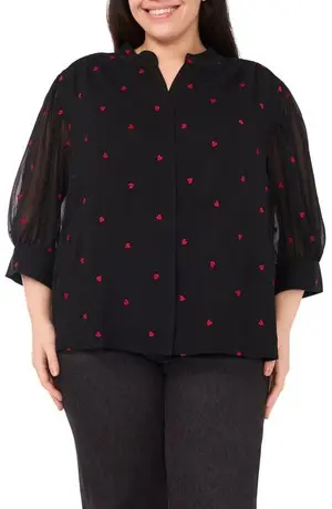 CECE DUPRAZ Heart Embroidered Button-up Shirt