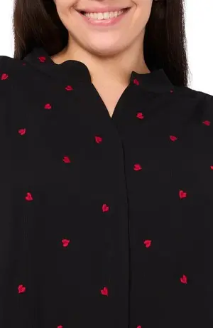CECE DUPRAZ Heart Embroidered Button-up Shirt