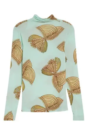 Ulla Johnson Aurelia Butterfly Print Turtleneck Top