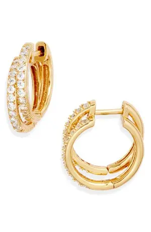 Nordstrom Cubic Zirconia Double Hoop Earrings - 14k Gold Plated