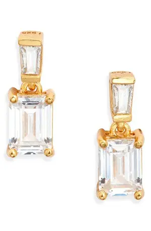 Nordstrom Rectangular Cubic Zirconia Drop Earrings - 14k Gold Plated