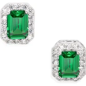 Nordstrom Cubic Zirconia Stud Earrings - Emerald- Platinum Plated