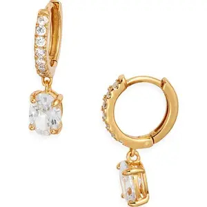 Nordstrom Cubic Zirconia Huggie Drop Earrings - 14k Gold Plated