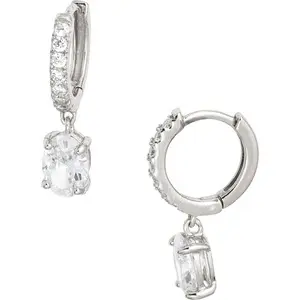 Nordstrom Cubic Zirconia Huggie Drop Earrings - Platinum Plated