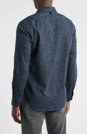 Rag & Bone Tomlin Crosshatch Cotton Button-up Shirt - Blue