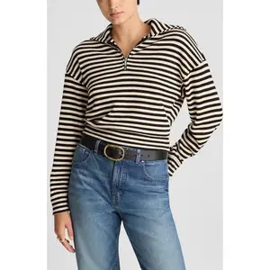 Madewell Stripe Rib-knit Half-zip Pullover