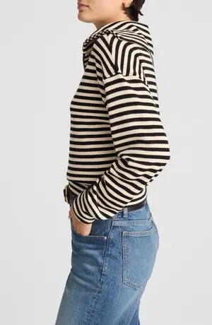 Madewell Stripe Rib-knit Half-zip Pullover