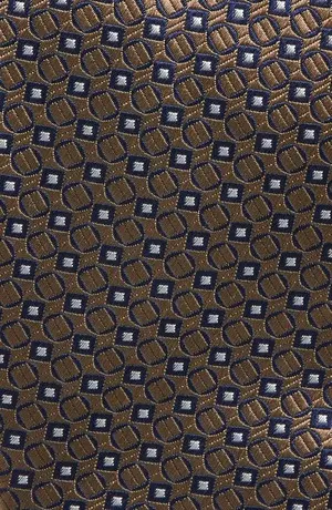 Canali Geometric Silk Neck Tie - Brown