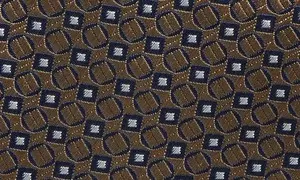 Canali Geometric Silk Neck Tie - Brown