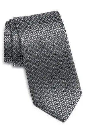 Canali Geometric Silk Neck Tie - Grey