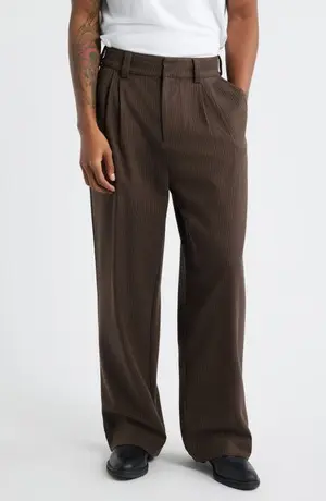 ELWOOD Courtyard Pleated Pants - Gravel Stripe