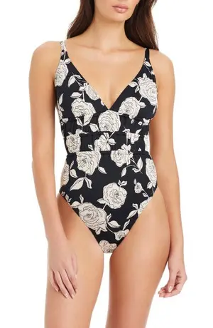 Sanctuary Floral Print One-piece Swimsuit - Black