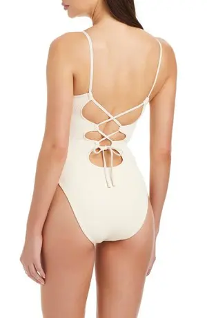 Sanctuary Keyhole Chain-link One-piece Swimsuit - White Sand